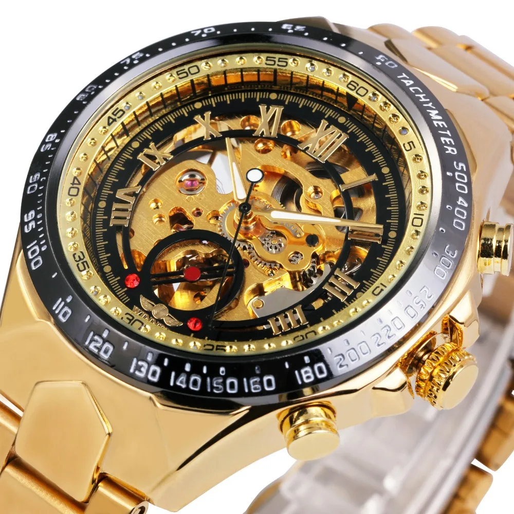 2017 WINNER Men Gold Watches Automatic Mechanical Watch Male Skeleton ...