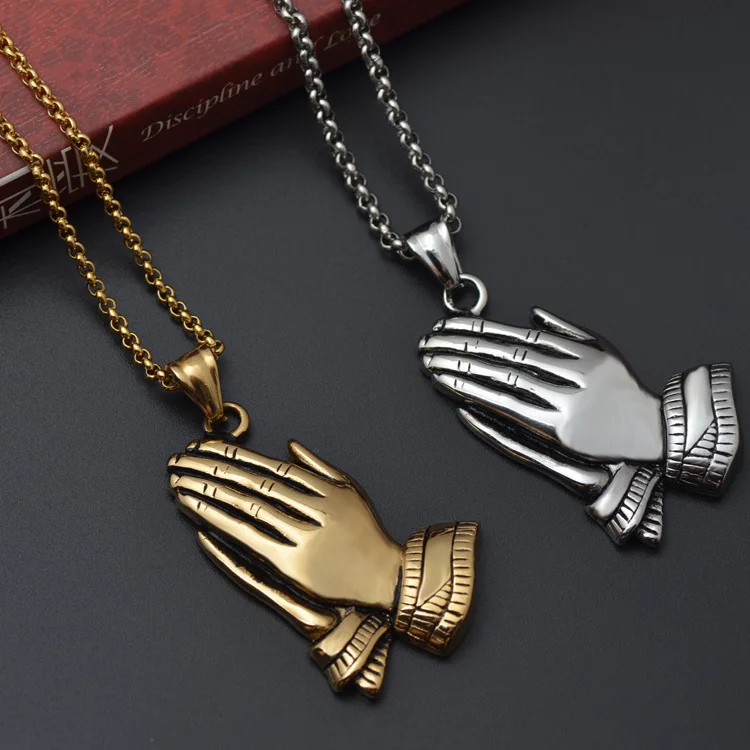 2017 New Stainless Steel Praying Hands Big Pendants Jewelry Gifts Hand ...