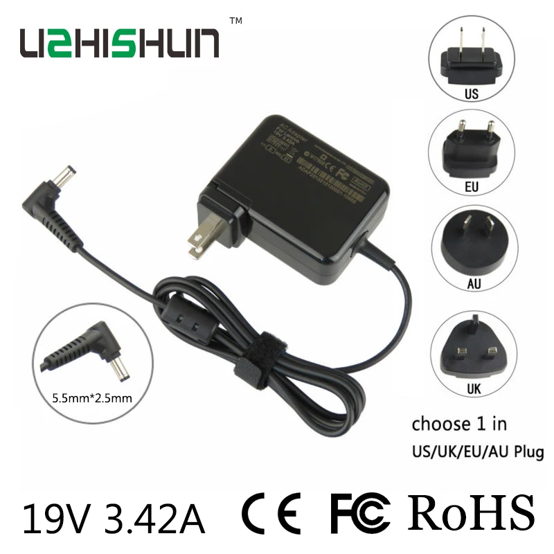 19V 3.42A 5.5mm * 2.5mm Laptop AC The Adapter with right angle for ...