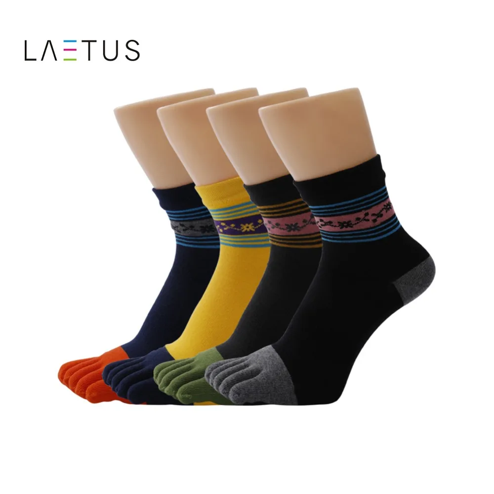 Laetus Womens Girls Patchwork Medium Thick Comfortable Five Finger Toe ...