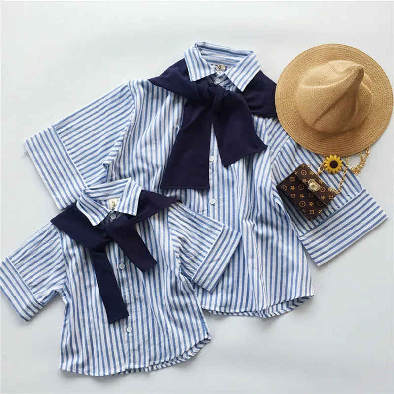 Mom Mother And Daughter Matching Clothes Cotton Linen T Shirt Navy ...