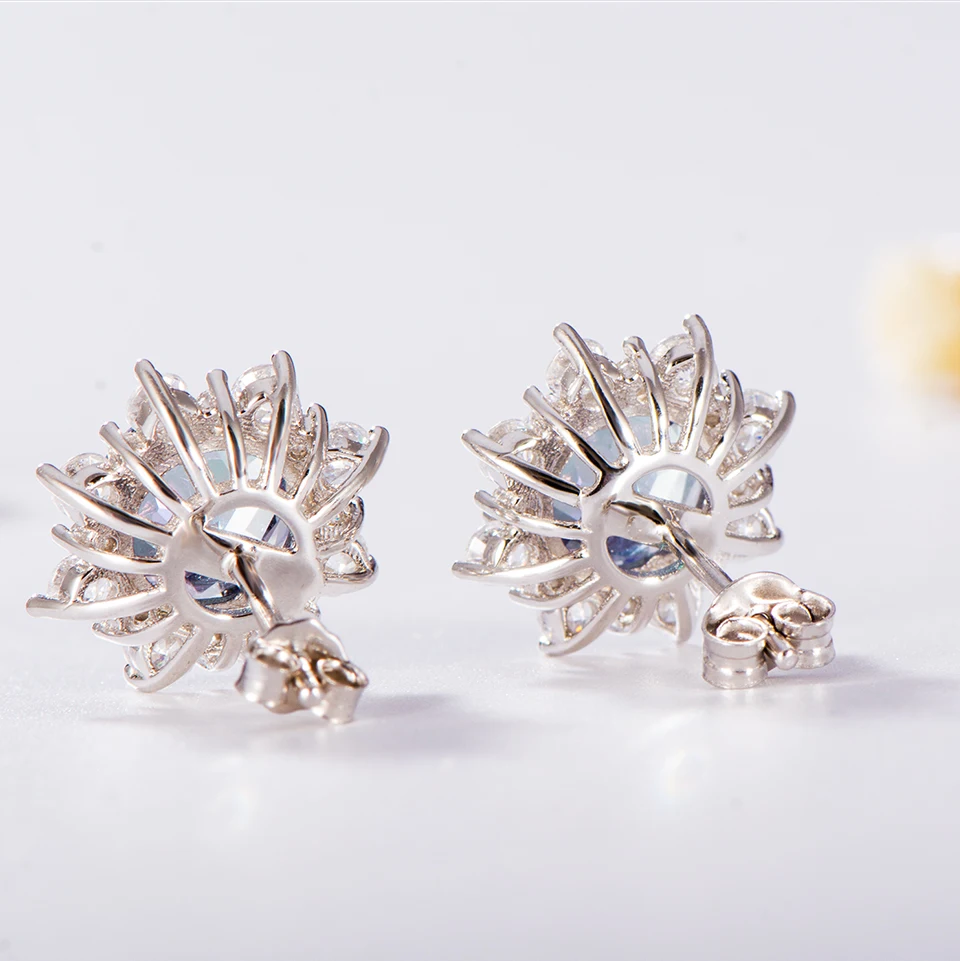 Kuolit натуральный Blueish мистический кварцевый камень серьги-гвоздики для женщин 925 пробы ...