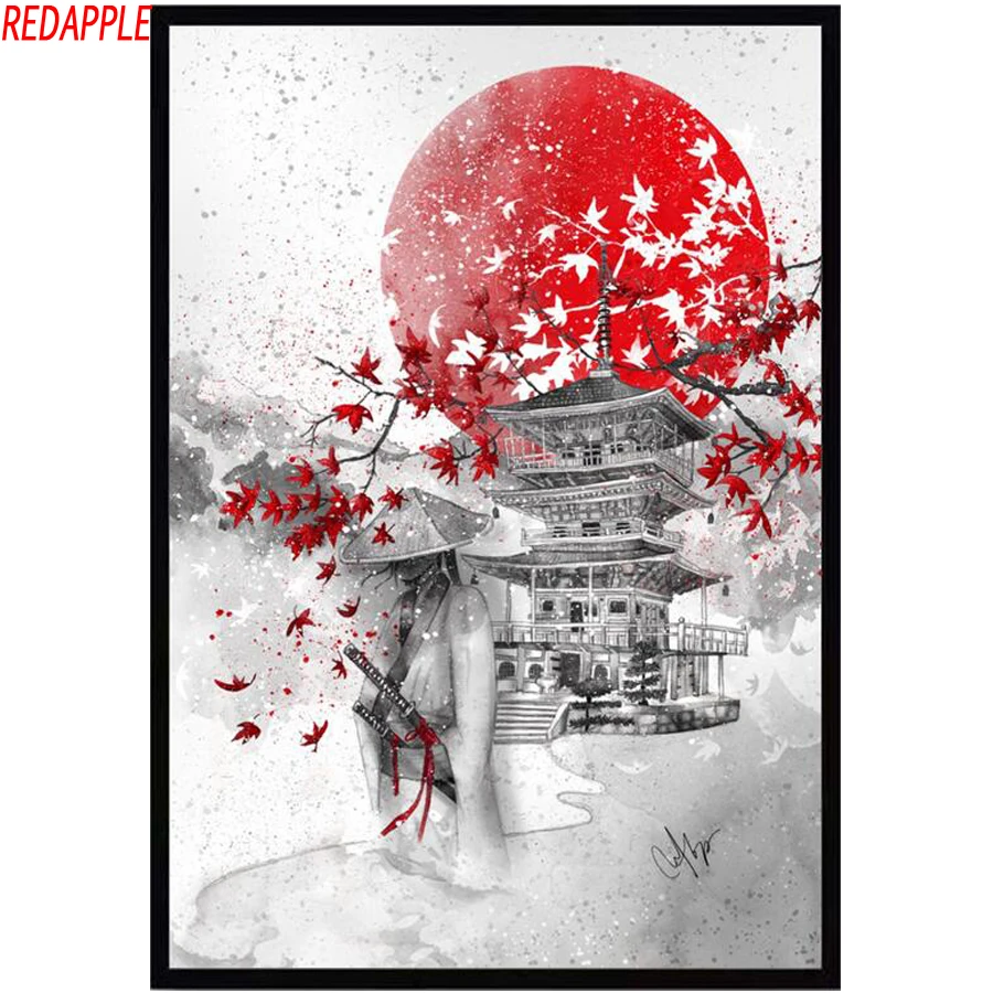 Japanese Bushido Sakura Samurai diamond painting full square round ...