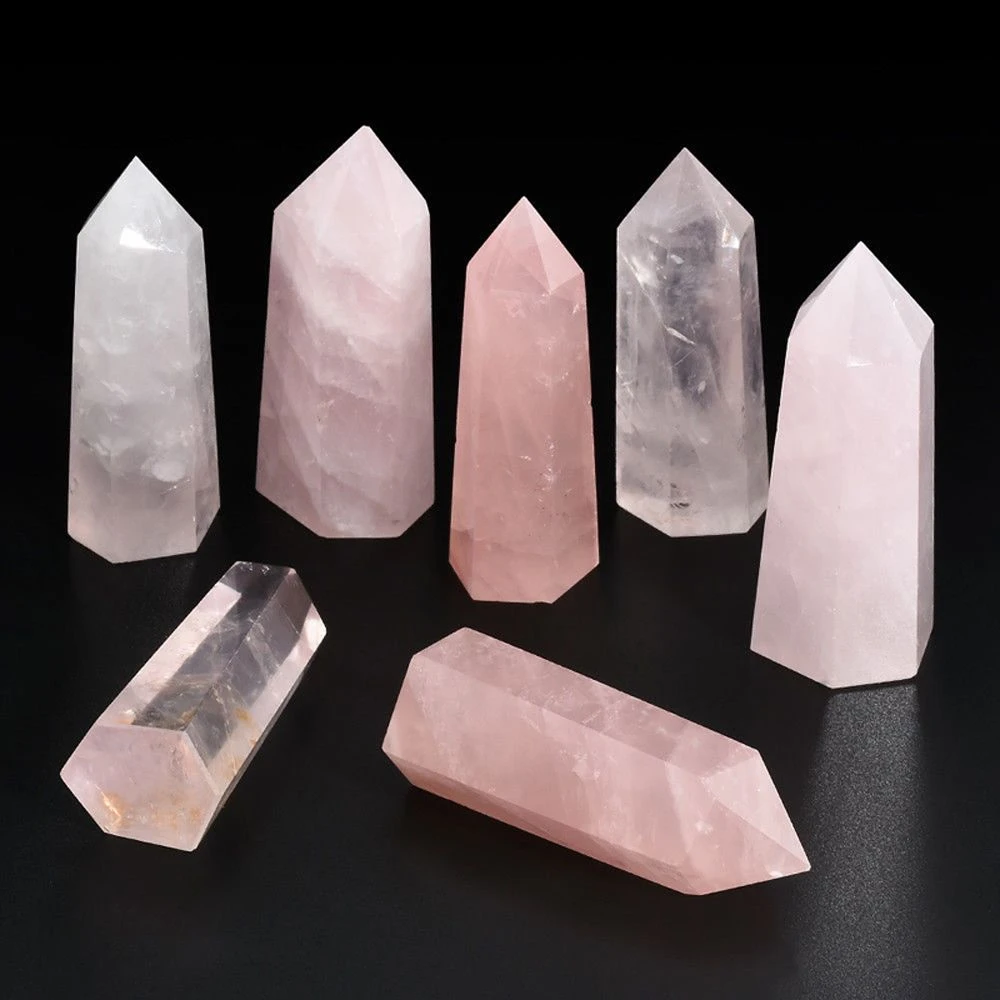 1pc Large 100% Natural Rock Pink Rose Quartz Crystal Stone Point ...