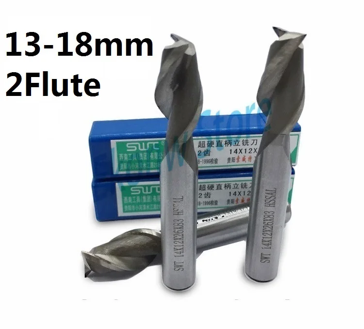 2pcs 13mm 14mm 15mm 16mm 17mm 18mm two Two 2 Flute HSS End Mill Cutter ...