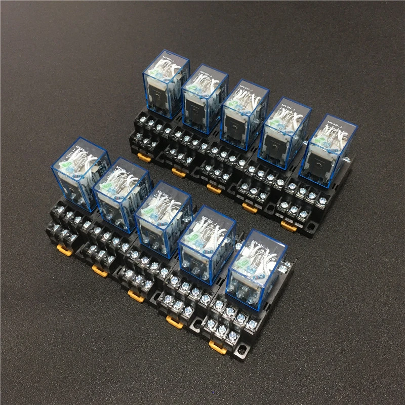 10sets MY4NJ HH54P DC 12V 24V 110V 220V AC Coil Power Relay General Purpose Relays 14 Pins 4NO ...