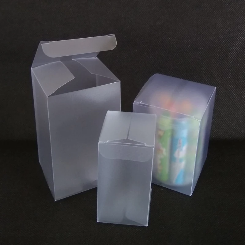 50pcs PVC Frosted Plastic Box Candy Toy Display Craft Gift Boxes for ...