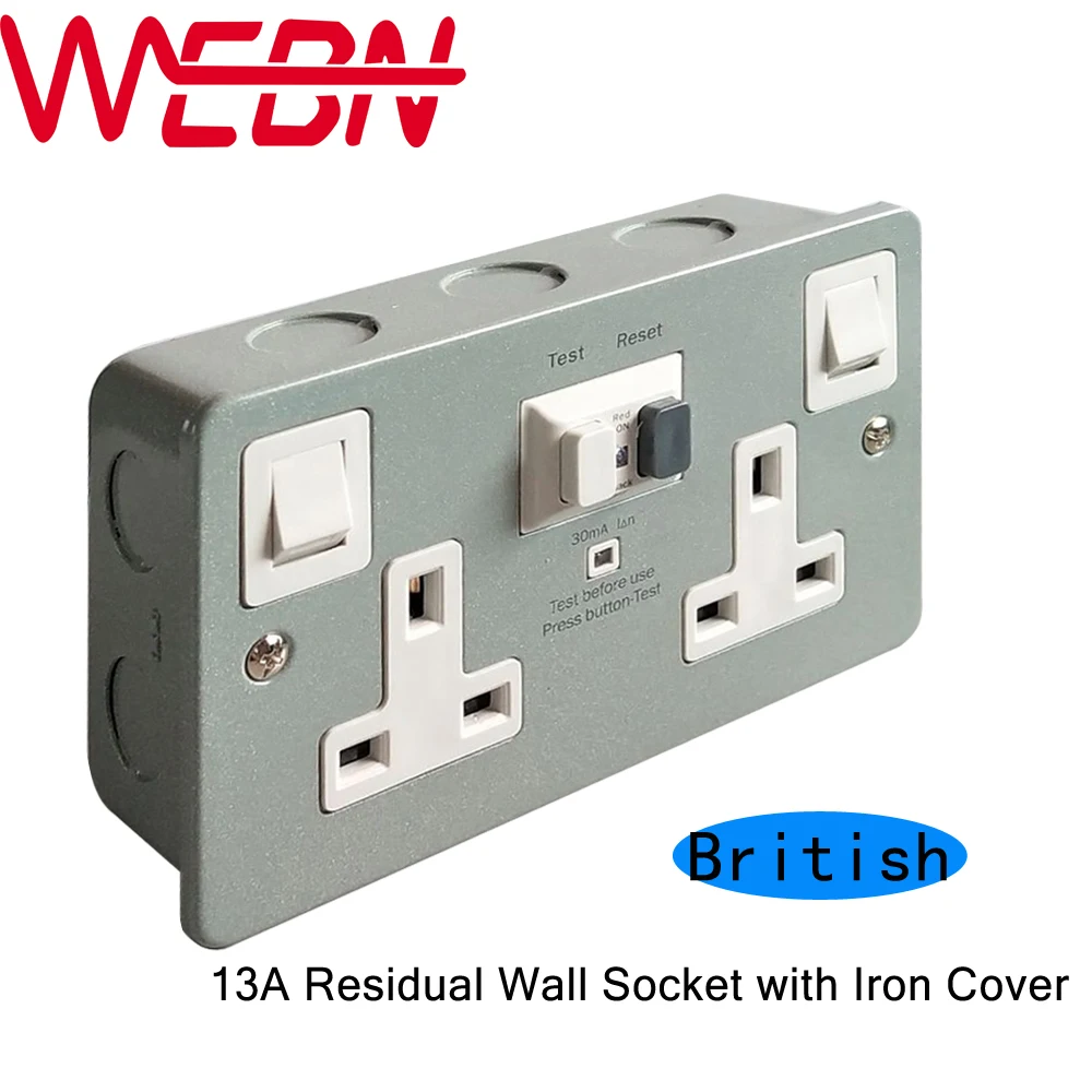 WSKM 2 RCD Residual Current Device Two Switches & Two British Type ...