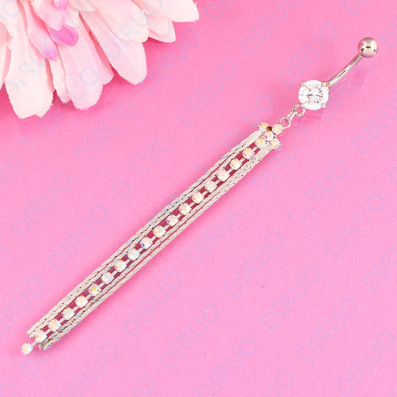 Free Shipping Zircon Tassels Claw Chain Navel Ring Body Piercing