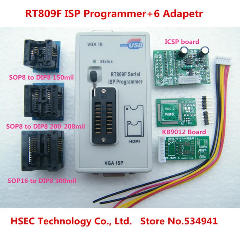 Newest RT809F programmer with 6pcs adapter +CD software SOP8 SOP16 ...