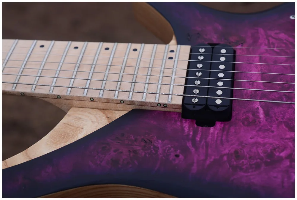 NK Headless 7 Strings Headless Electric Guitar Purple burst spalted ...