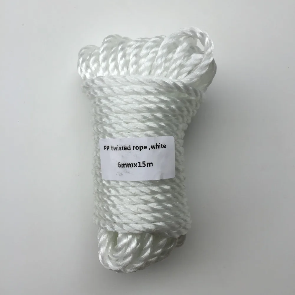 6mmx15m White Heavy Duty Twisted Polypropylene Rope Floating PP Rope ...