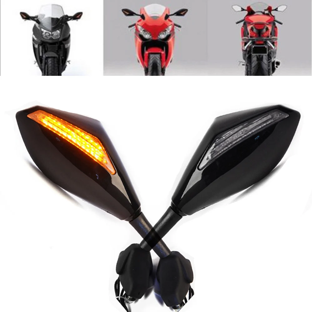 Black Led Turn Signal Mirrors For Yamaha Yzf R6 Fz1 Fz6 600r R3 - Side ...