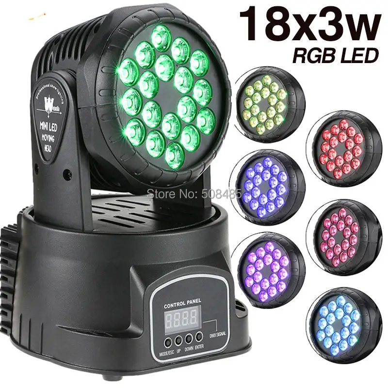 4 pieces/lot led wash 18x3w RGB LED mini Moving Head Light dmx Wash ...
