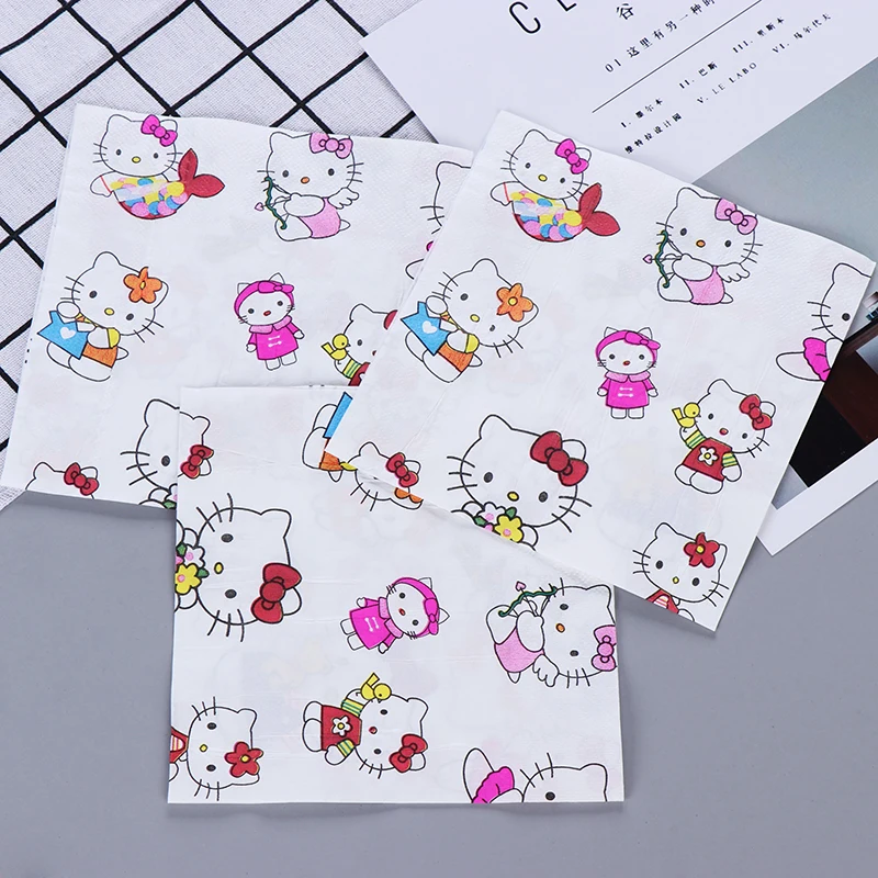 New Cute Lovely Hello Kitty Cat Paper Napkins Cafe&Party Tissue Napkins ...