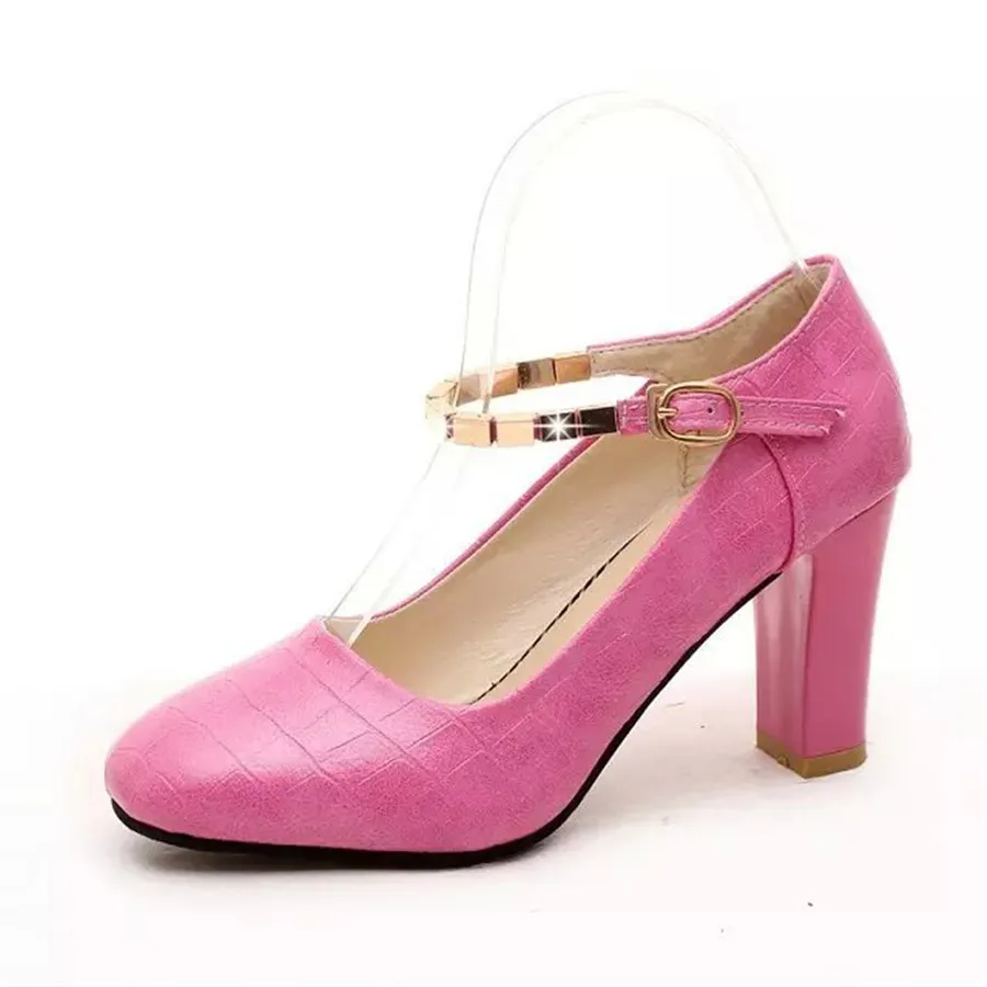 New style fashion Women thick heel Pumps Buckle Strap Shoes Female ...