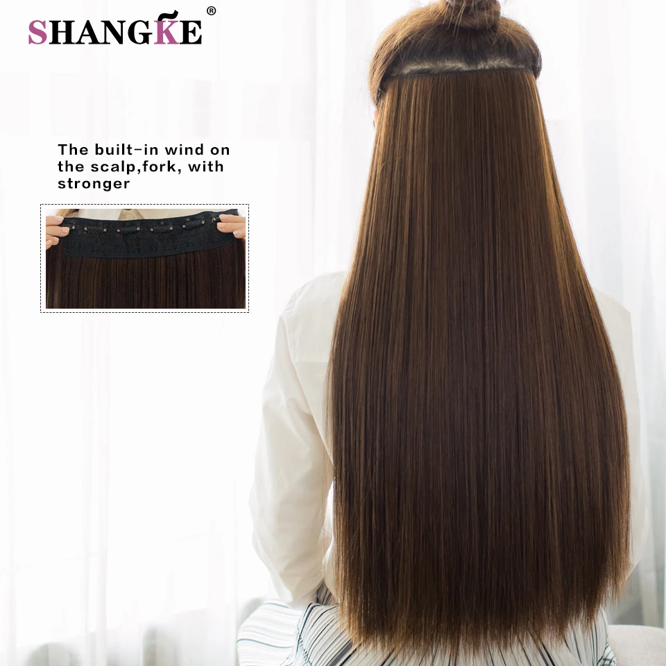 SHANGKE 80 см длинные прямые женские волосы на заколках для наращивания термостойкие ...