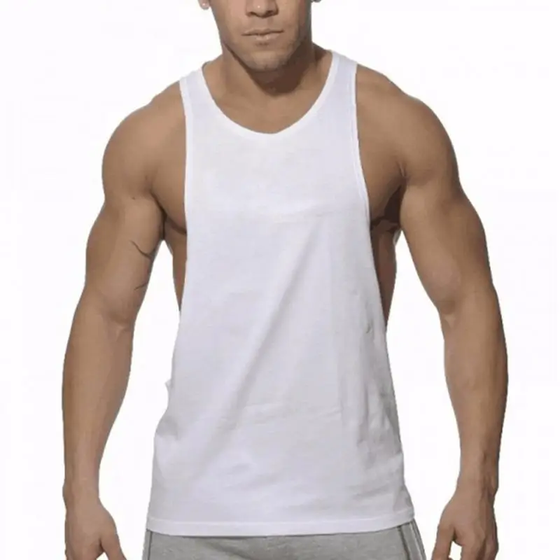 Men Casual Tank Top Solid Color Vest Sleeveless O Neck Muscle Vest
