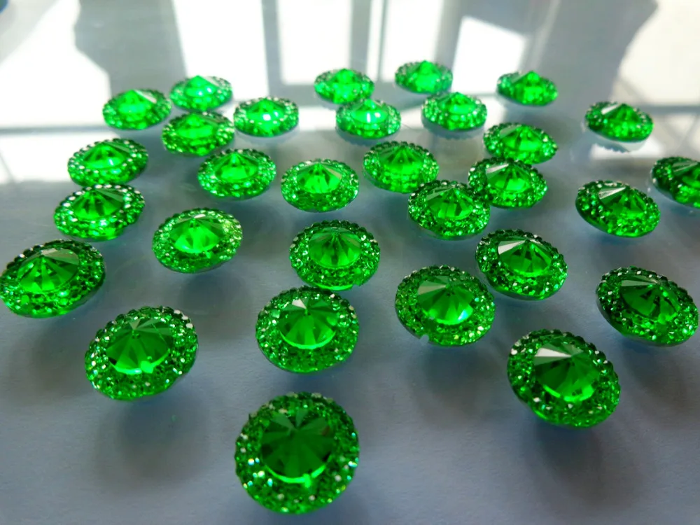 Green colour rhinestones 12mm flatback round crystal sew on gem stones ...