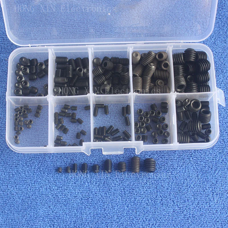 250pcs M3/m4/m5/m6/m8 Black Pcb Iron Hex Socke Screws Bolt Assortment ...
