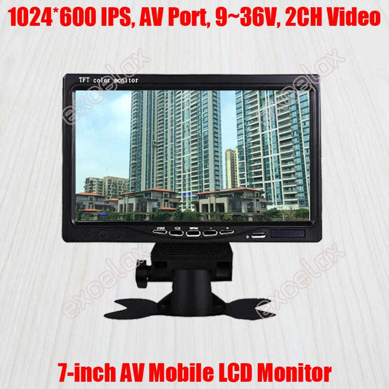7-inch 1024x600 Av Port 2ch Video Analog Mobile Monitor 7" Lcd Display ...