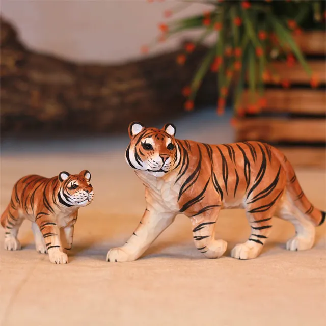 hand carved wood tiger figurine carving animal crafts Feng Shui Home ...