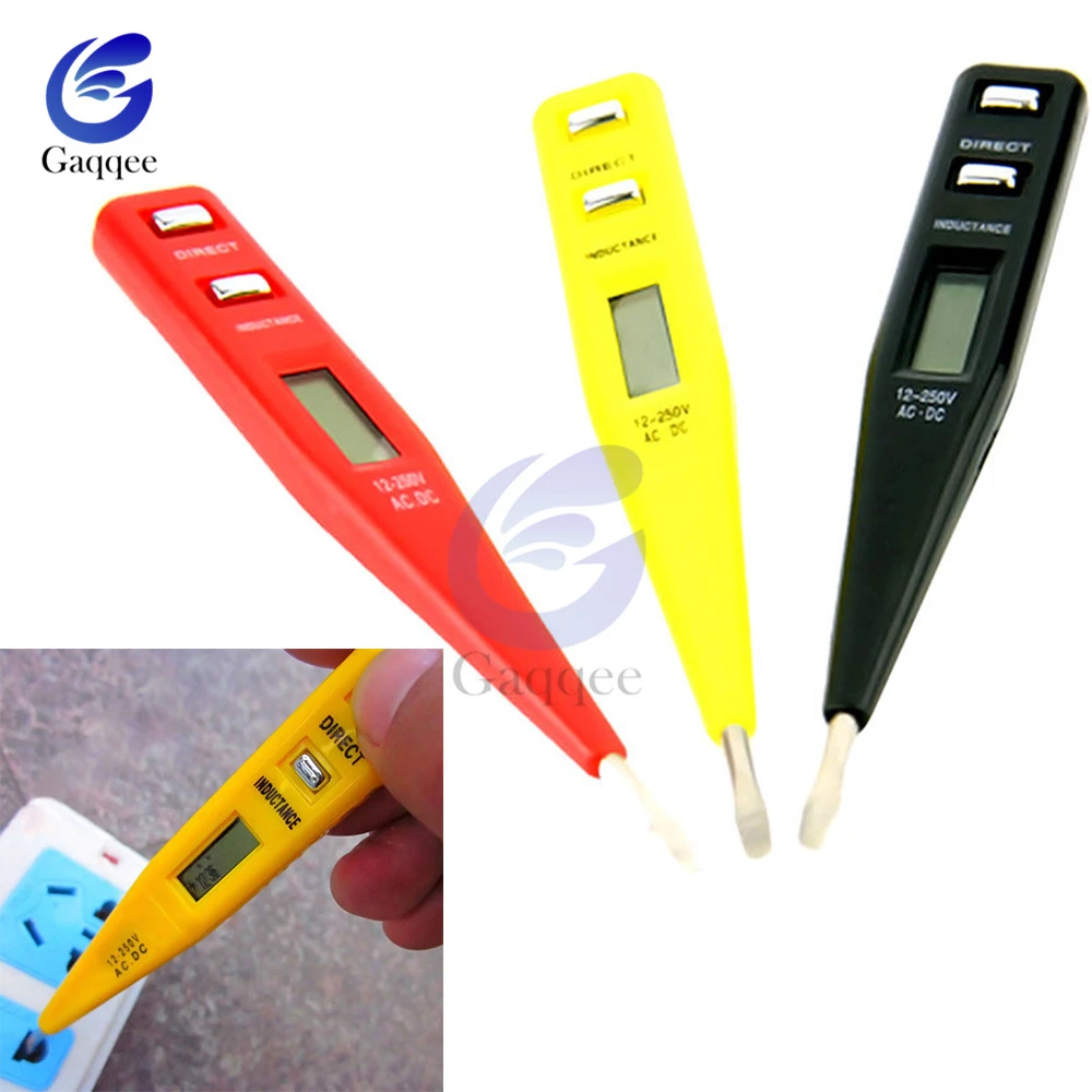 Ac Dc 12v-250v Voltage Tester Pen Lcd Digital Ac/dc Voltage Detector ...