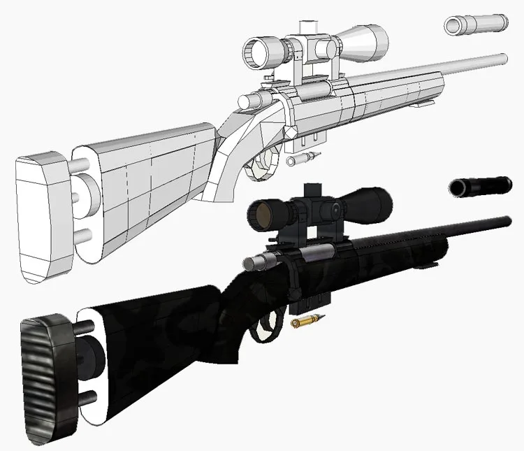 Papercraft 1:1 M24 Sniper Rifle 3D Paper Model Weapon DIY Papercraft ...