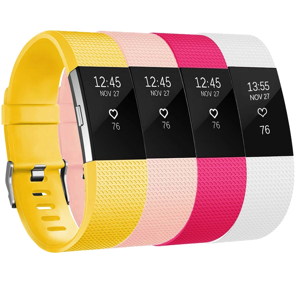 Smart Wrist Bands For Fitbit Charge 2 Soft Silicone 4 Pack Sport Watch ...