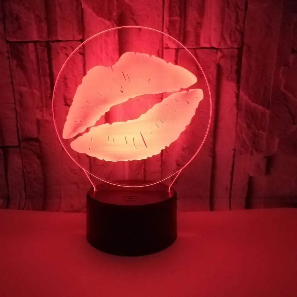 Creative Sexy Lips 3d Table Lamp Acrylic Visual Stereo Lamp 7 Colors ...