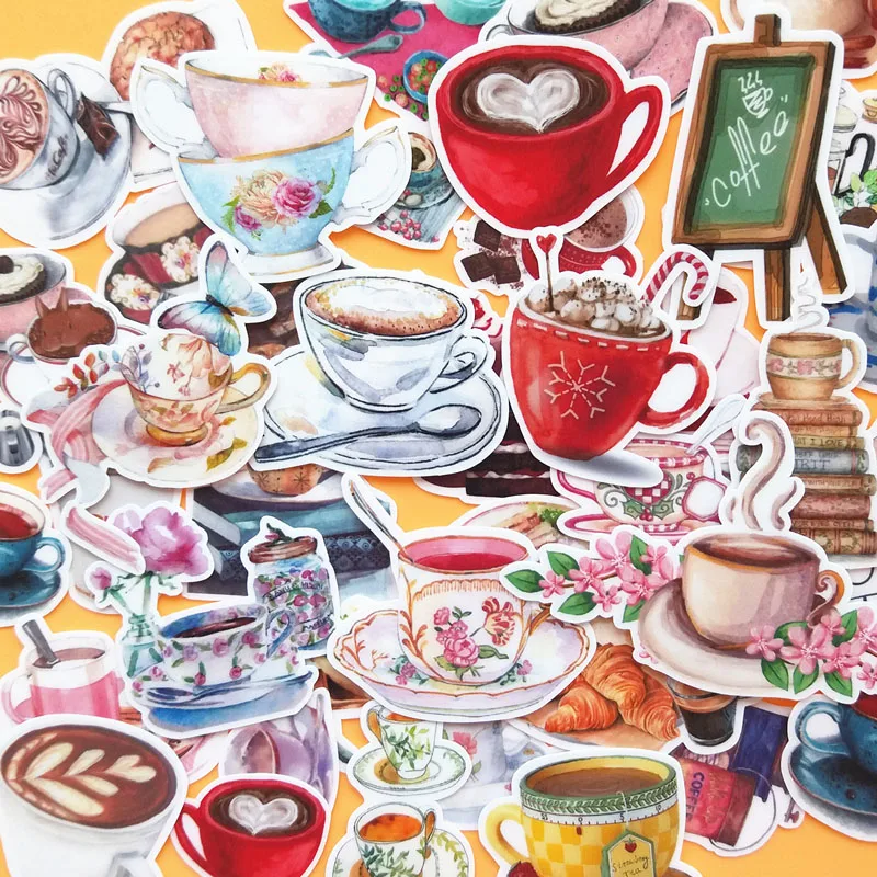 Creative-colorful-food-drinks-coffee-house-stickers-DIY-scrapbook-album ...