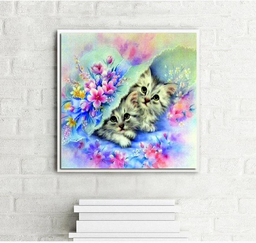 Diamond painting animal icons full DIY 3d diamond embroidery Lovely cat ...
