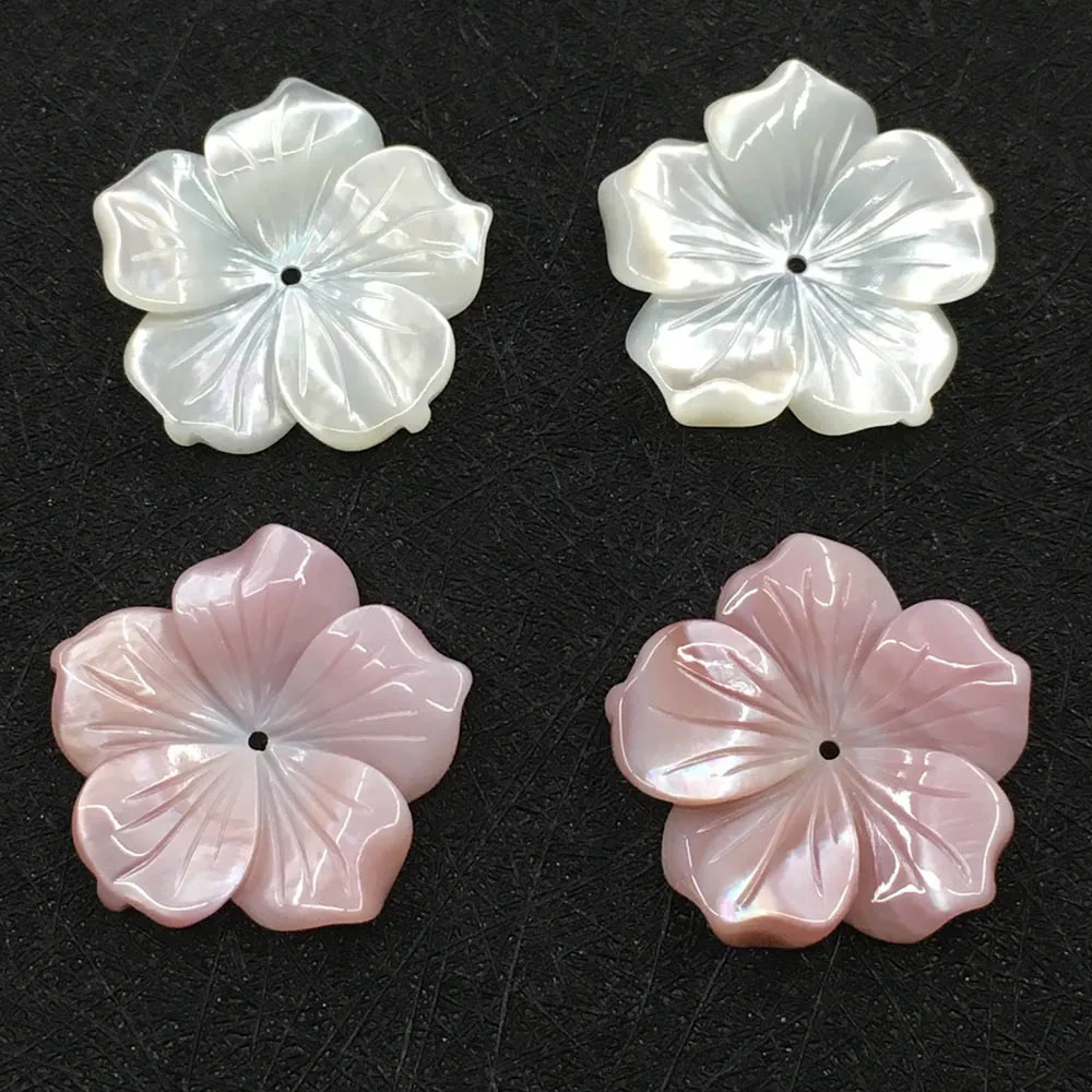 25mm-Carved-White-Shell-Pink-Shell-Flower-Shell-Beads-5-Petals-For ...