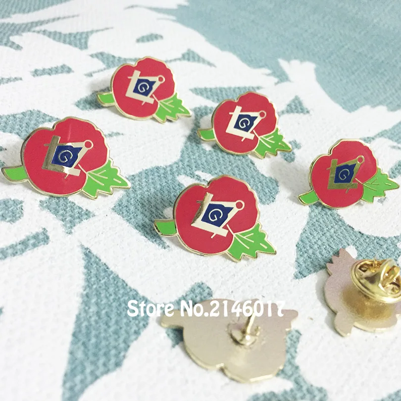 10pcs-Square-and-Compass-With-G-Flower-Pins-Badge-Freemason-Masonic-Red ...