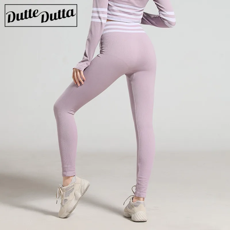 Women Sports Yoga Pants Fitness Sportwear Waist Striped Leggings