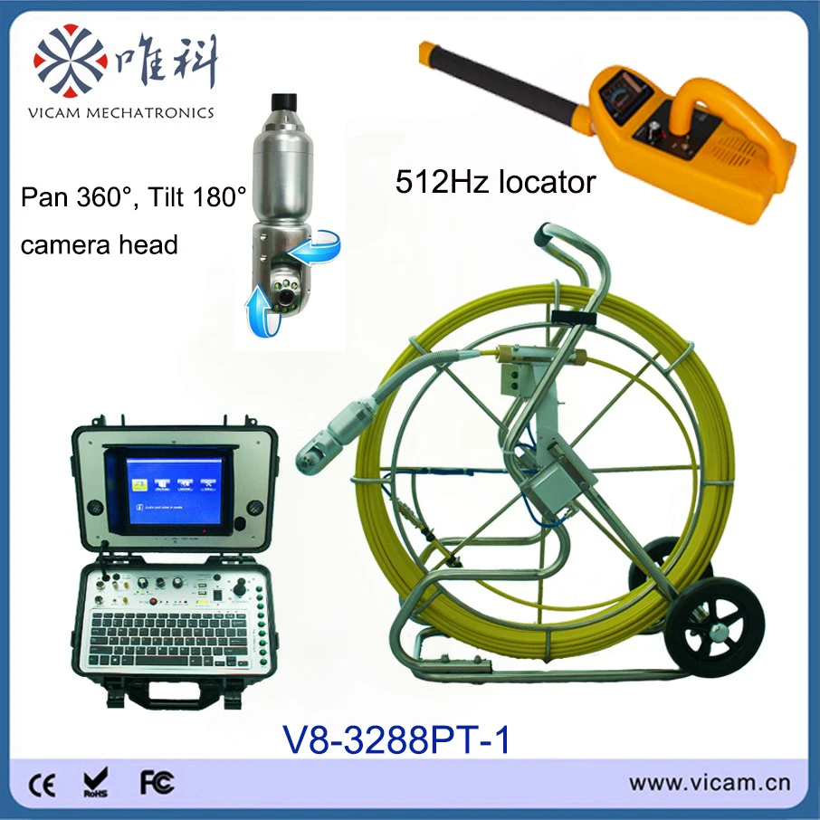 50mm Camera Head With 512hz Locator Cctv Sewer Pipe Inspection Camera ...