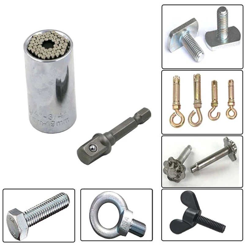 Universal Socket Magic Grip 7 19mm Multi Function Ratchet Drill Adapter ...