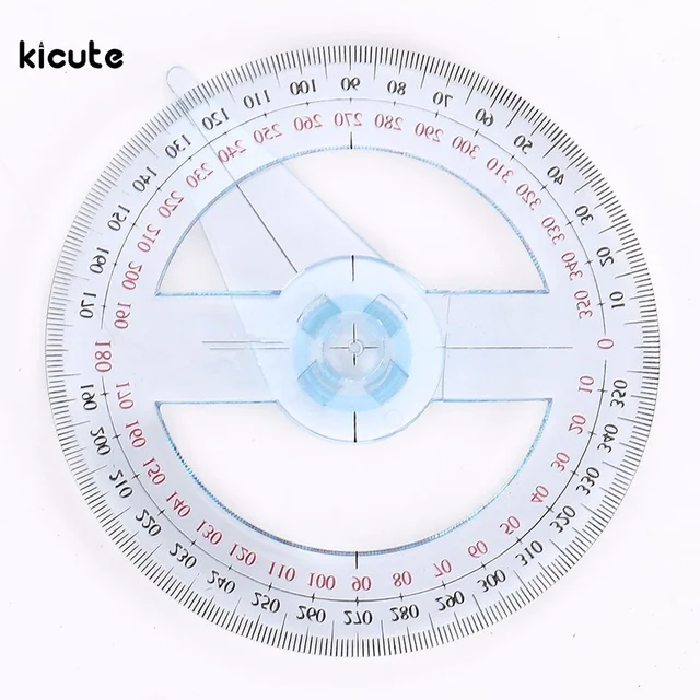 Plastic Round Ruler Patchwork Ruler 360 Degree Pointer Protractor Ruler ...