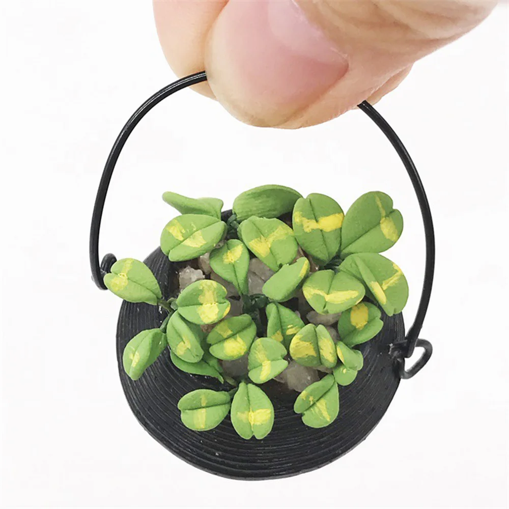 1/12 Dollhouse Miniature Accessories Mini Potted Plant Hanging Basket ...