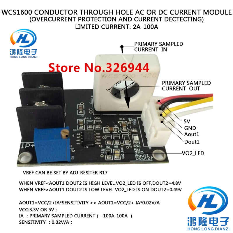 WCS1600 Conductor protector de sobrecorriente, agujero pasante ...