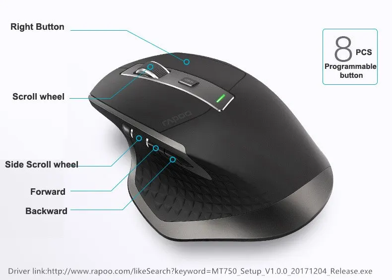 Rapoo MT750 многомодовая беспроводная мышь Bluetooth 3,0/4,0 и 2,4G ...