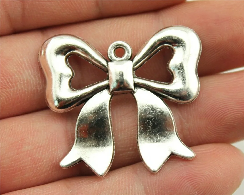 WYSIWYG 3pcs 32x36mm Antique Silver Big Bow Charm Big Bow Pendant Metal Bow Pendants For Jewelry ...