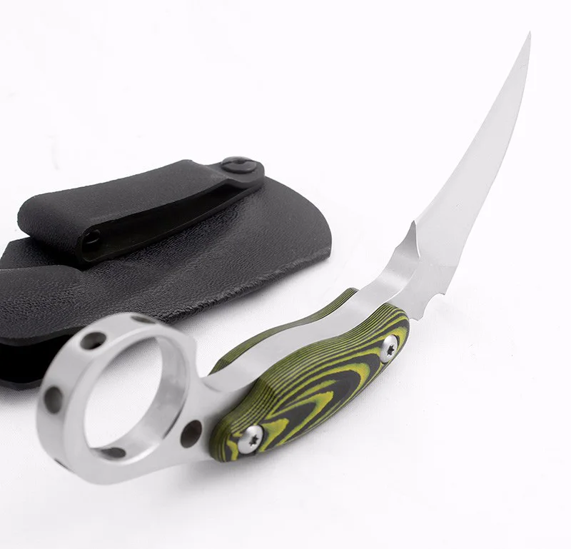 KKWOLF Sharp karambit hunting knife D2 blade outdoor survival claw ...