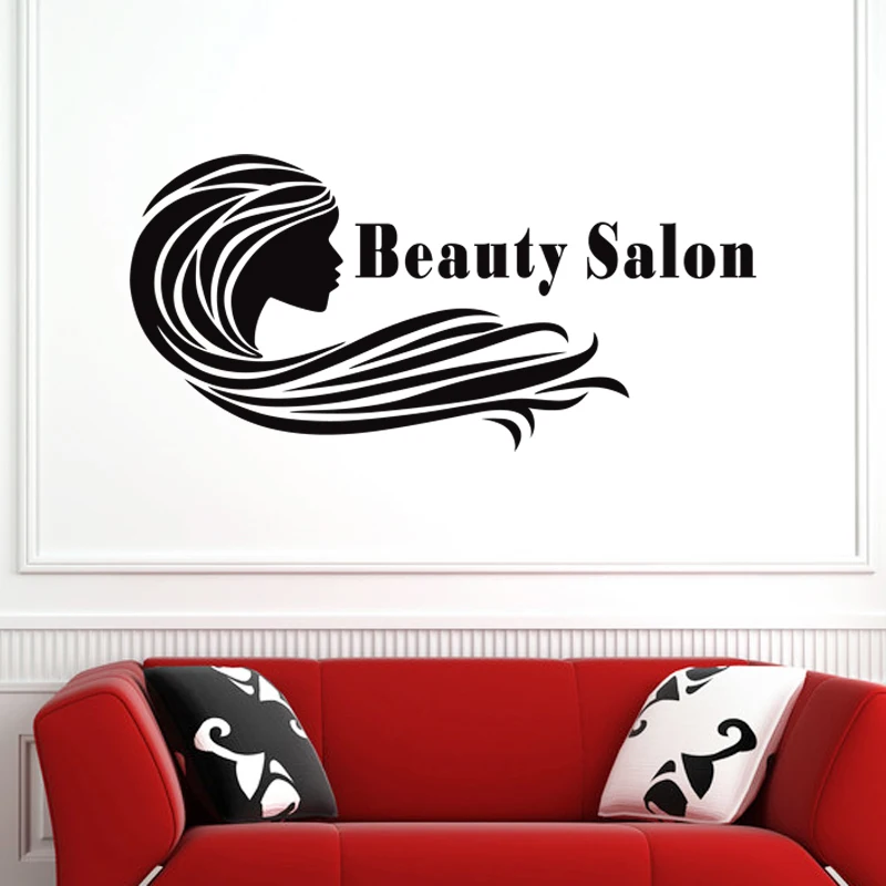 Beauty Salon Sticker Hair Salon Wall Decal Barber Shop Scissor Vinyl ...