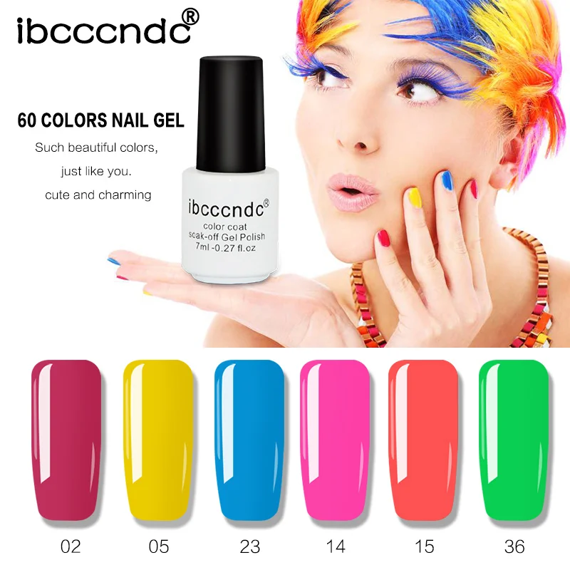 New IBCCCNDC 7ml Gel Nail Polish LED Lamp UV Gel Lacquer Nails Art ...