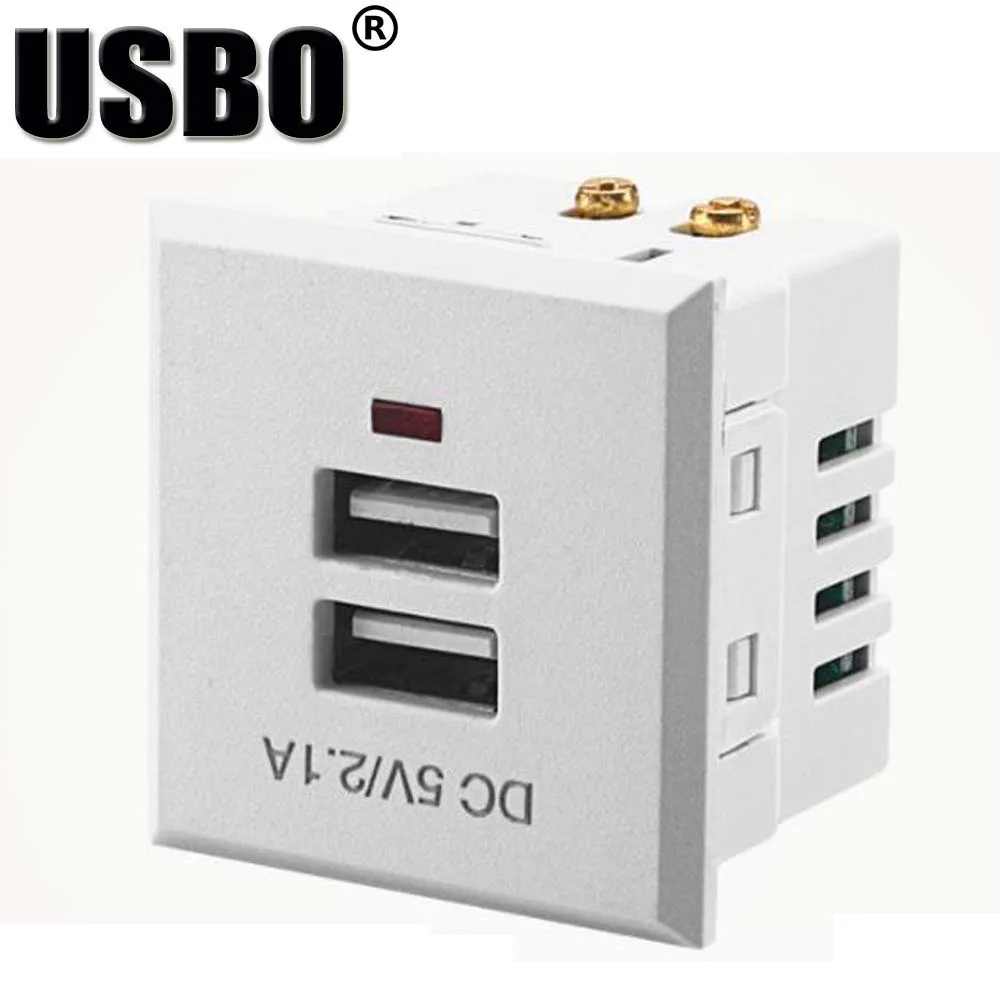 Hot Durable Black White Card Type Usb Power Socket Embedded Dual Usb Socket Desktop Dc Charging