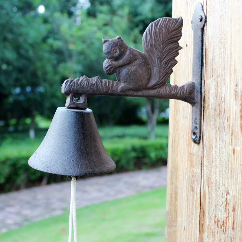 Cast Iron Welcome Dinner Bell Squirrel Country Rural Hanging Wall ...