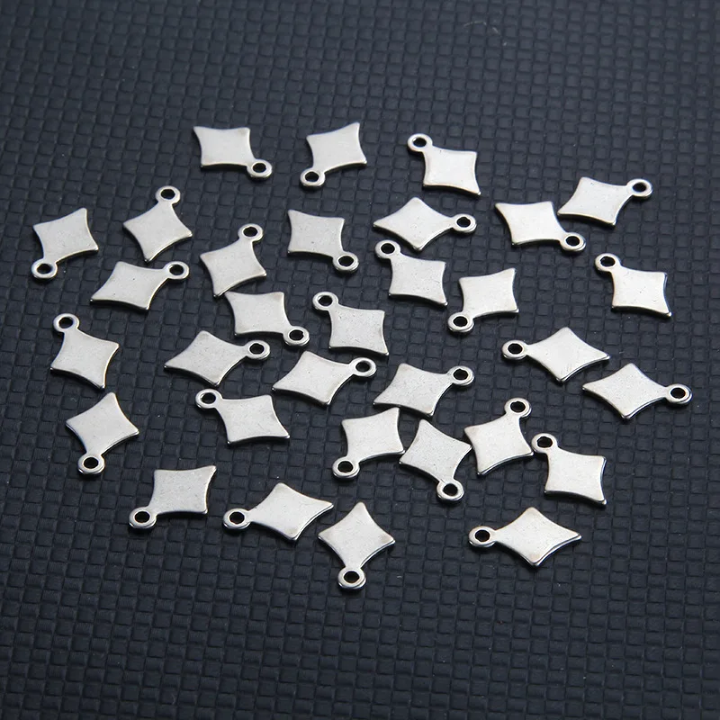 14*10mm Metal Square Shaped Charms Silver Color Stainless Steel Blank ...