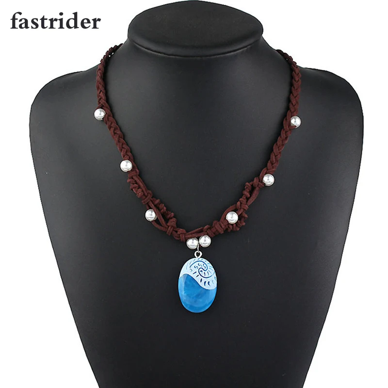 Fancy Princess Moana Necklace Cosplay for Women Girls blue Stone ...