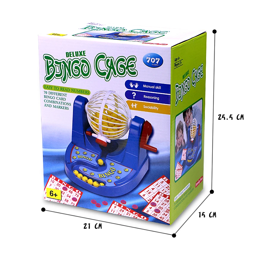 Bingo Game Set Cage Balls Cards Markers Board Kit Family Fun Desktop ...